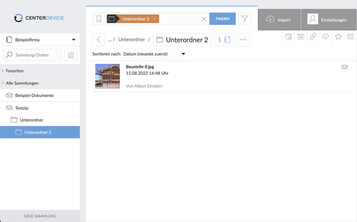 Funktion: Archive (ZIP, 7-Zip) beim Upload entpacken – CenterDevice Support
